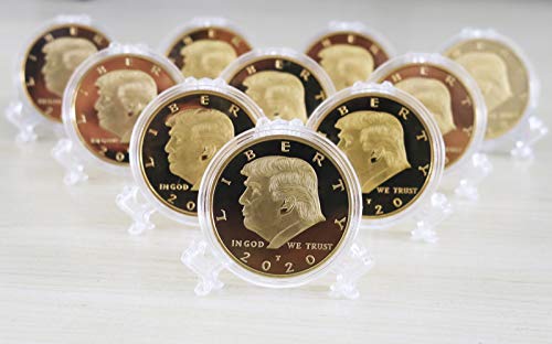 10 Pack 2020 Donald Trump Gold Plated Coins with Stands, President ...